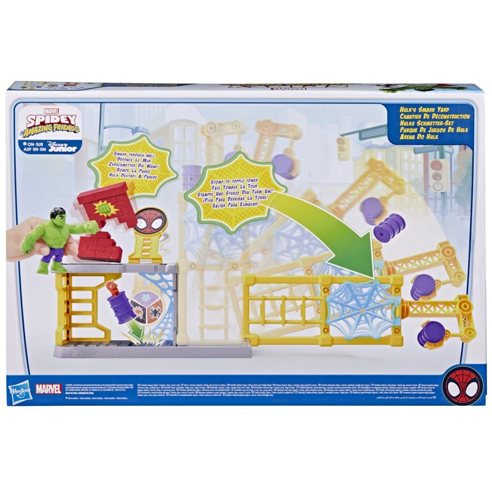 Spidey and His Amazing Friends Hulk’s Smash Yard Preschool Toy, Hulk Playset with Toppling Tower and Smash Wall, Kids Ages 3 and Up (Amazon Exclusive)