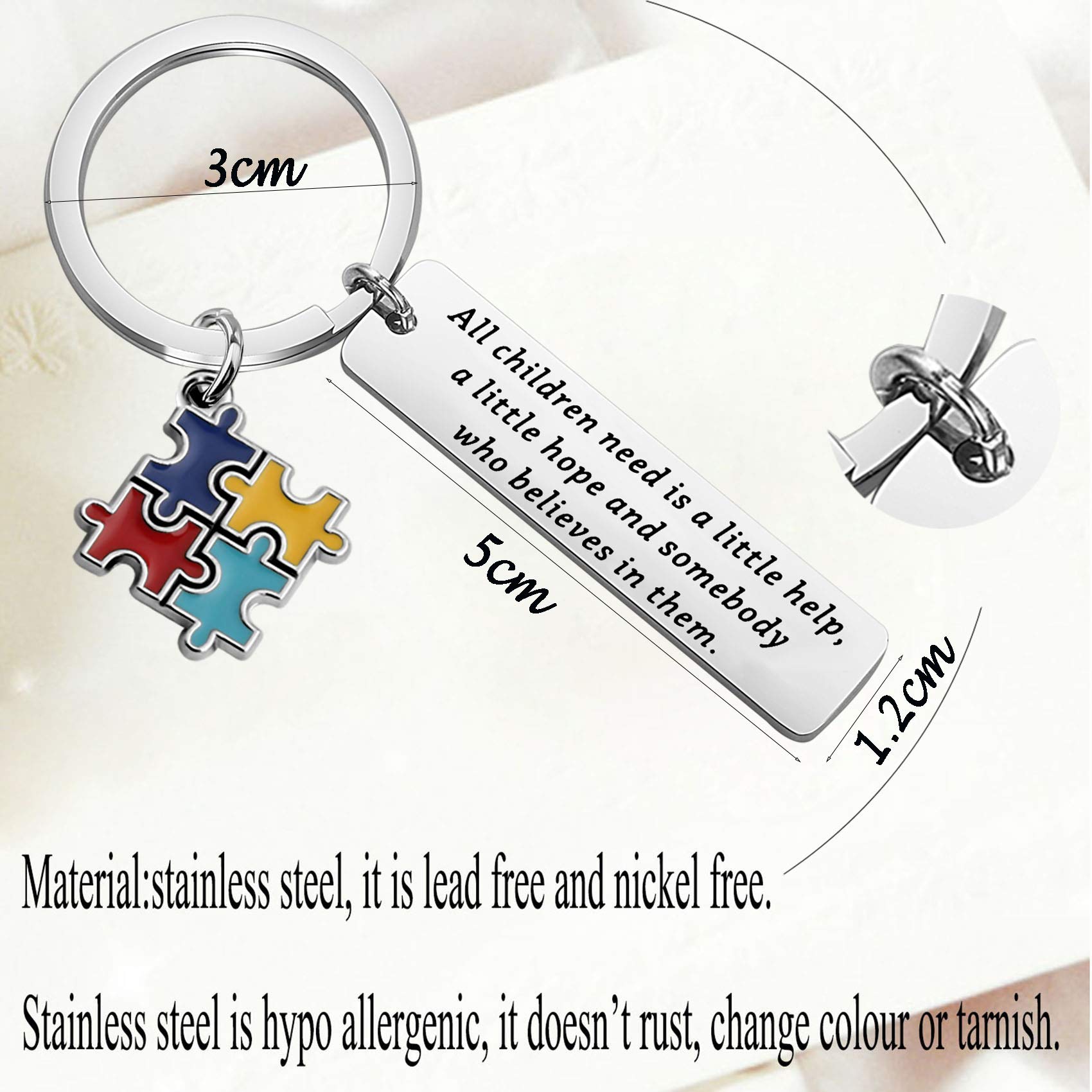 bobauna Autism Awareness Keychain Autism Puzzle Piece Jewelry Autism Support Gift (children need help keychain)