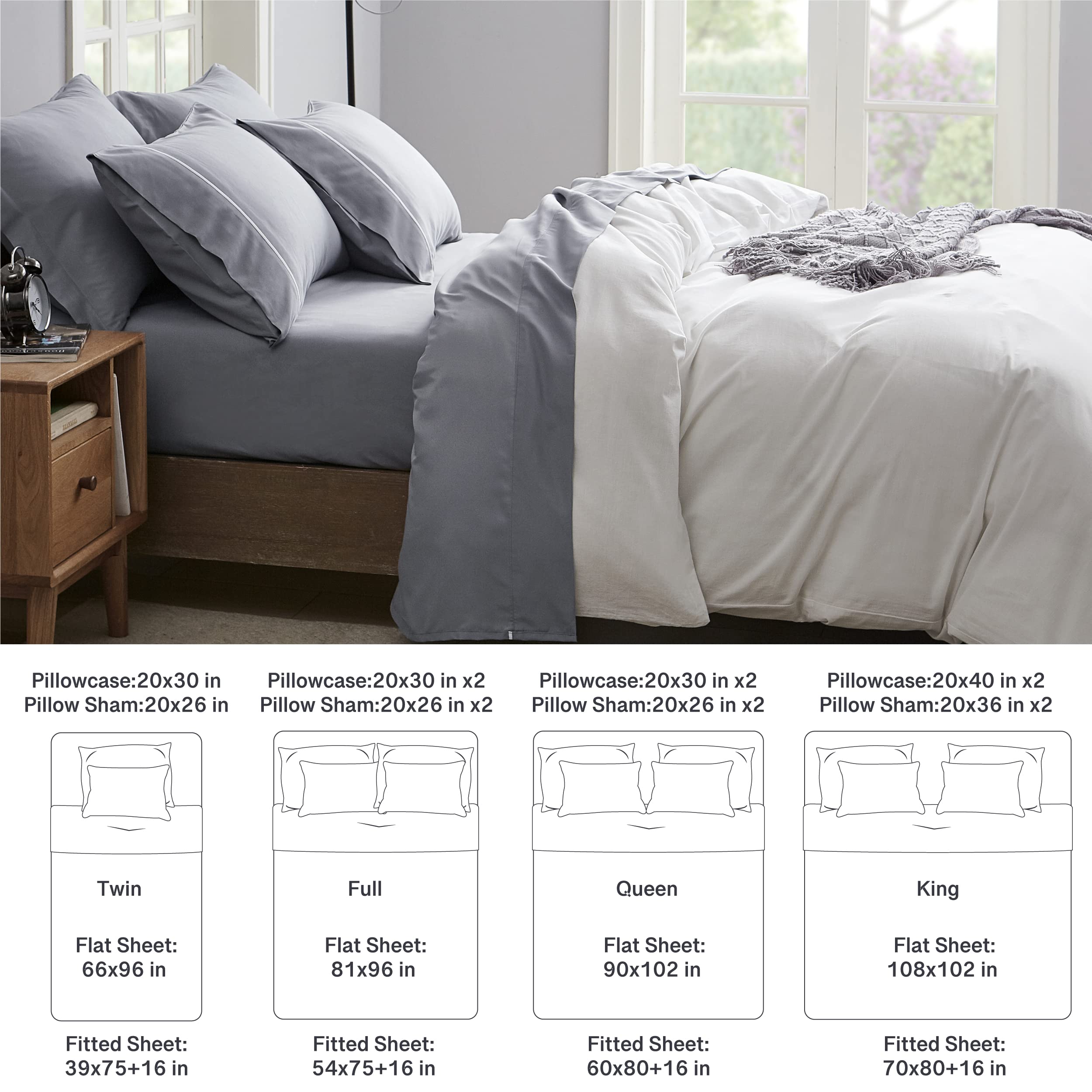 Bedsure Satin Sheets - Grey Satin Sheets Queen Size for Hair and Skin, Gifts for Women
