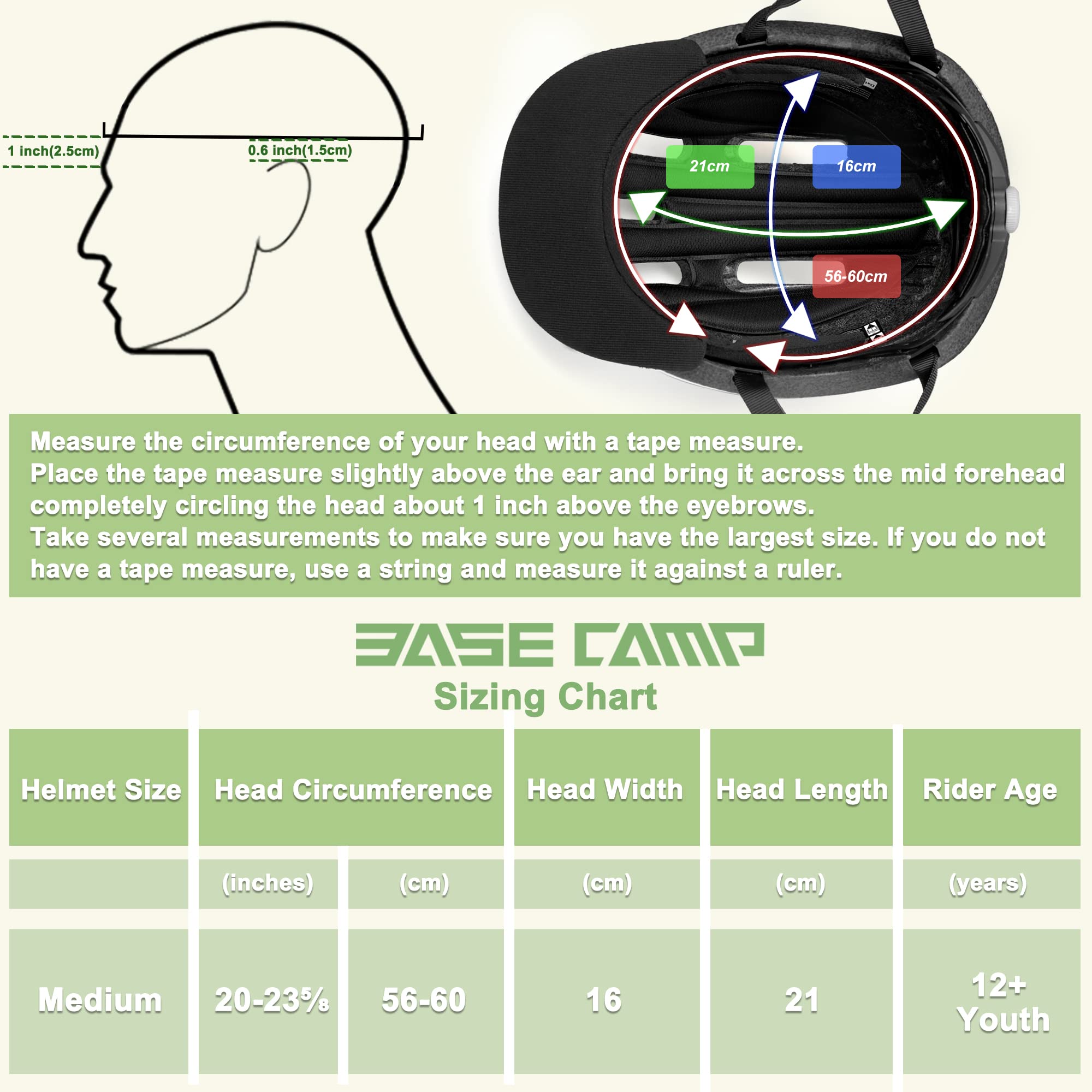 BASE CAMP Adult Bike Helmet for Men Women Cycling Helmet with Removable Visor & Pads for Urban Commuter Adjustable M Size