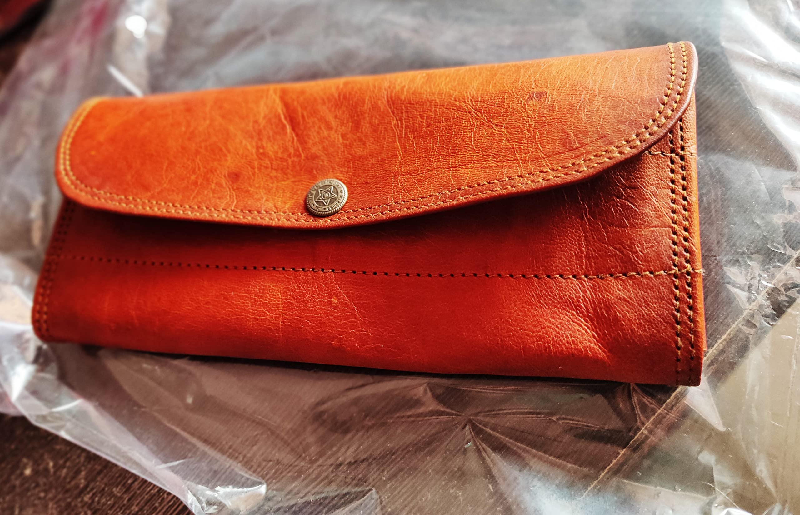 We Mitra Leather Women Purse Flap Wallet Clutch Brown Vintage Stylish