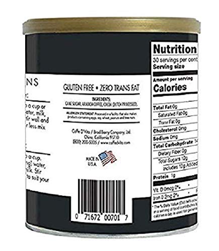Caffe D’Vita Simply Iced Coffee - 100% Colombian Arabica Instant Mix, Latte Mix, Low Calorie Iced Coffee, Lightly Sweetened, Dairy Free, Instant Coffee Drink - 2.5 Lb Can