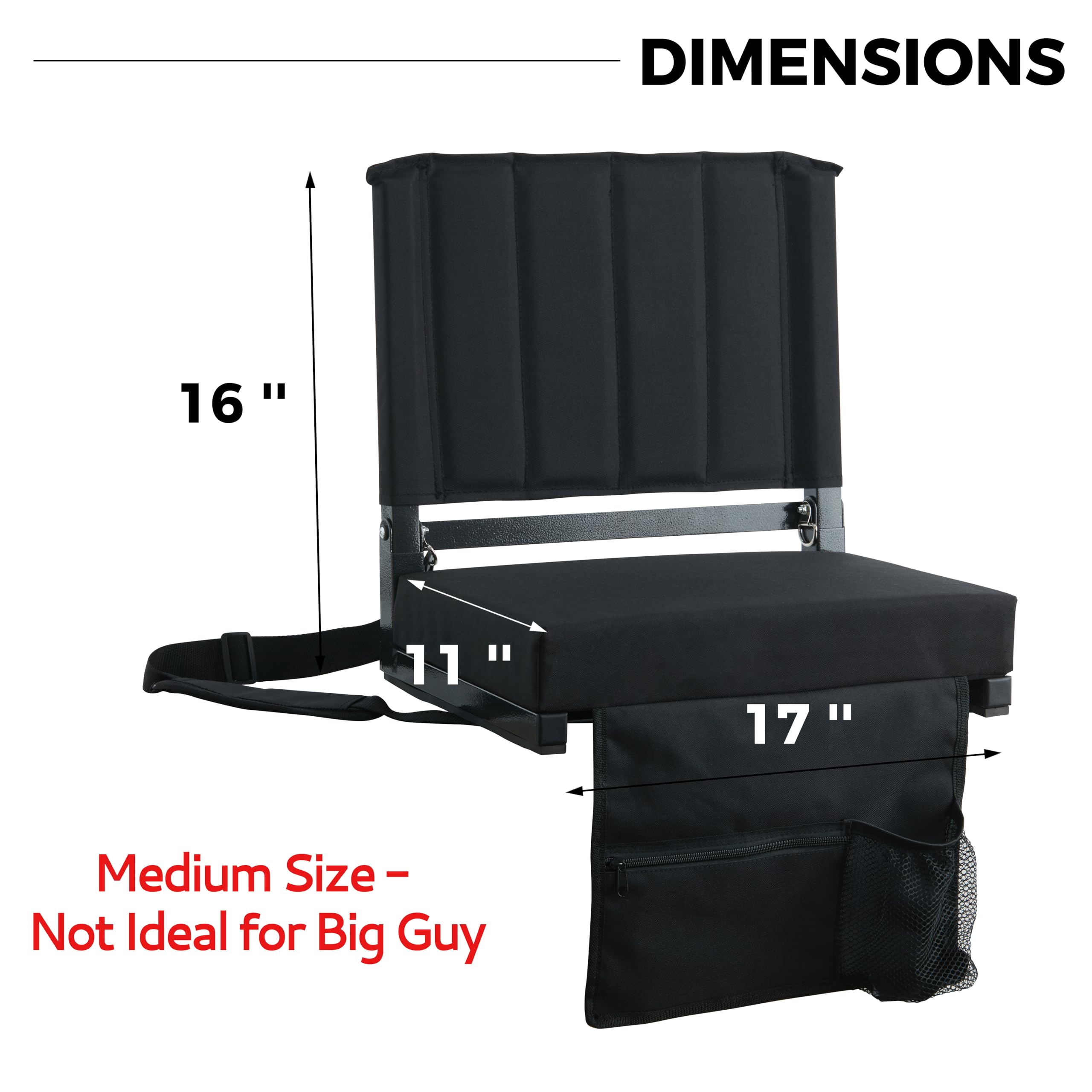 SPORT BEATS Stadium Seats with Back Support Bleacher Chairs with Back and Cushion Thick Padded Bleacher Seats Includes Shoulder Strap