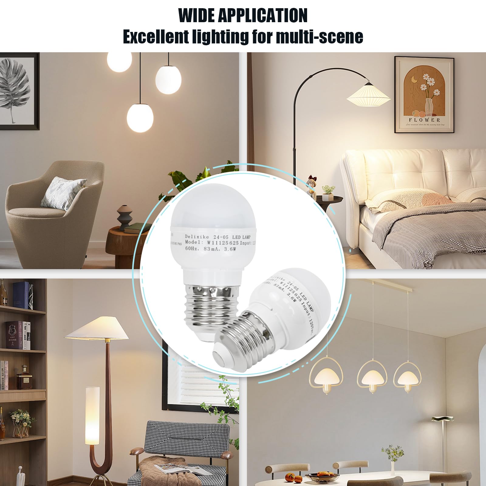 Delixike Refrigerator Accessories W11216993 W11125625 for Whirlpool Refrigerator Light Bulb Replacement AP6329125 4813672, PS12349398, W10820003, W11125625. Freezer Light Bulb White,3.6 Watt