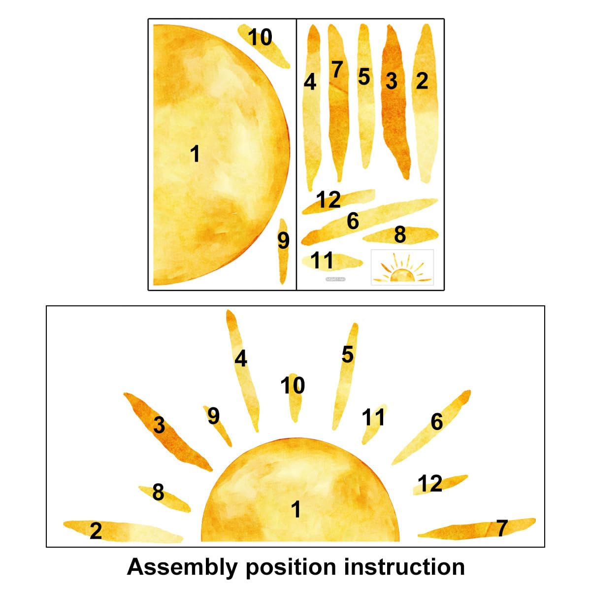 π»π¦π πππππ£ (ππ''πππ'') Half Sun Wall Decal Extra Large Boho Sun Wall Decals Peel and Stick Removable Sunshine Wall Stickers for Bedroom Decor Nursery Decor Playroom Decor