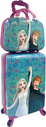 Fast Forward Kid’s Licensed Hard-Side 20” Spinner Luggage Carry-On Suitcase and Beauty Case Set (Frozen)