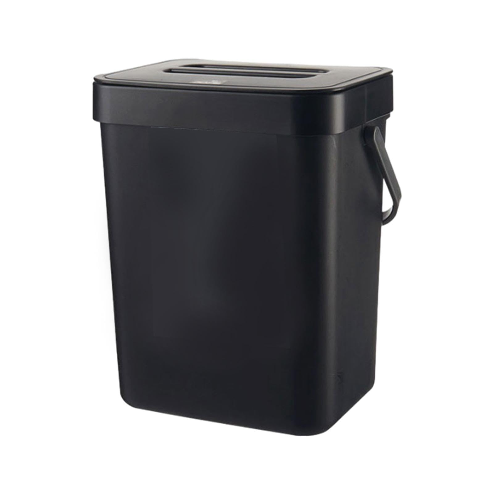 COMODA Kitchen Compost Bin for Countertop, Mountable Indoor Compost Bucket Waste Bin with Lid, Hanging Small Trash Can with Lid Under Sink for Kitchen Bathroom, black, LK065QTCQS365J85