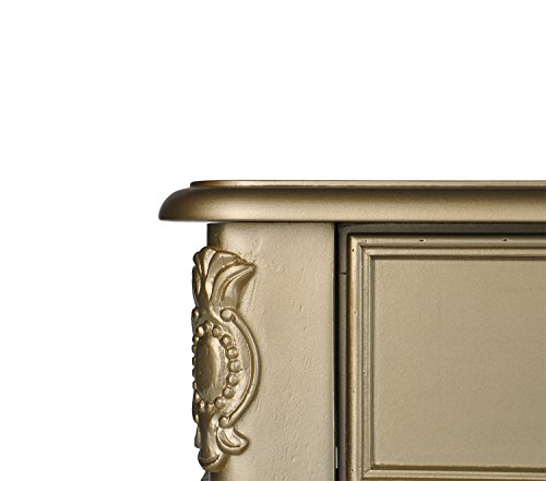 BOBKONA PDEX- Oval Shape Mirror Vanity Table With Stool Set, Champagne