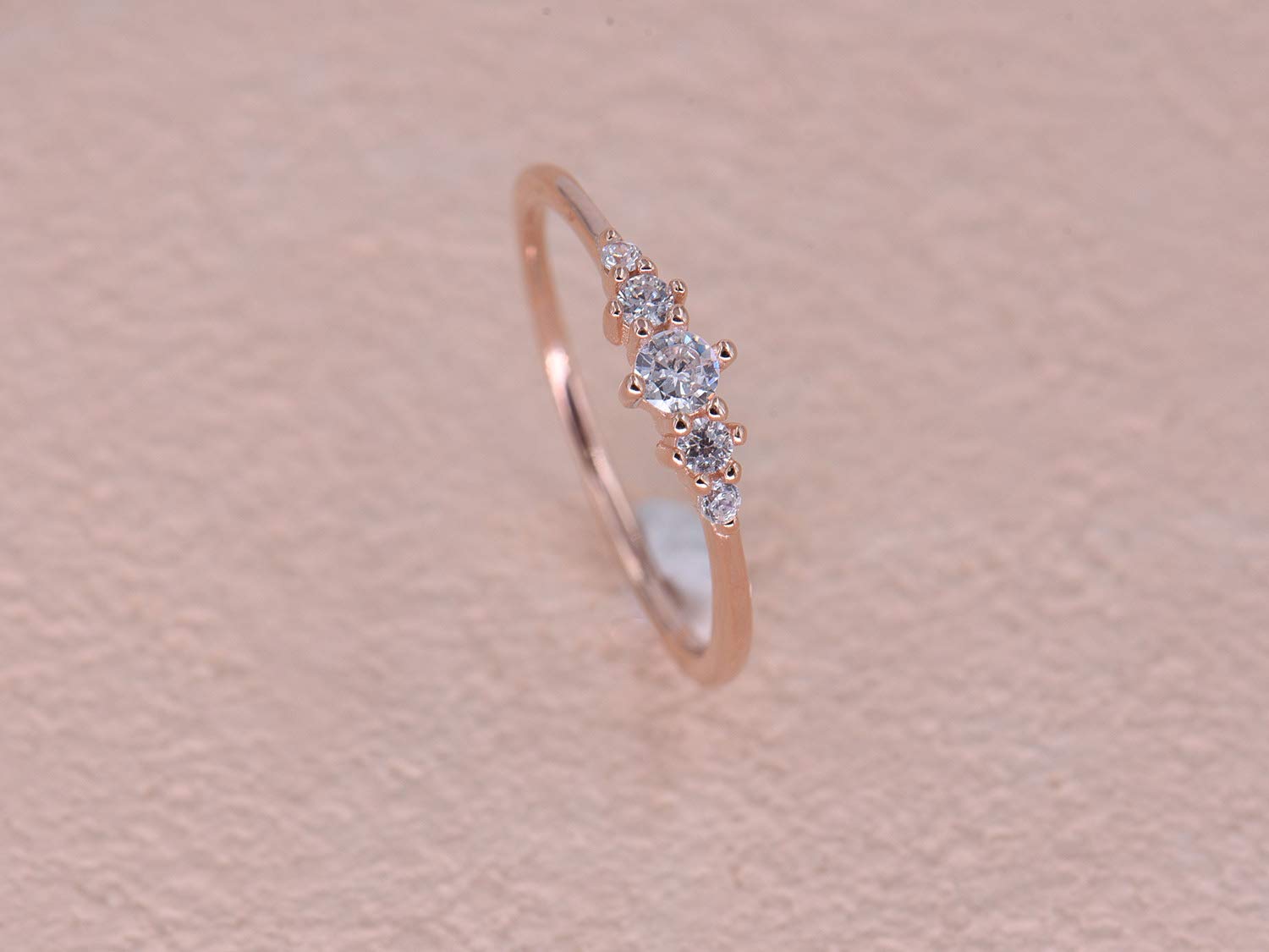 Blossom and Hue Sterling Silver Stacking Ring with 5 Mini CZ Stones Eternity Band