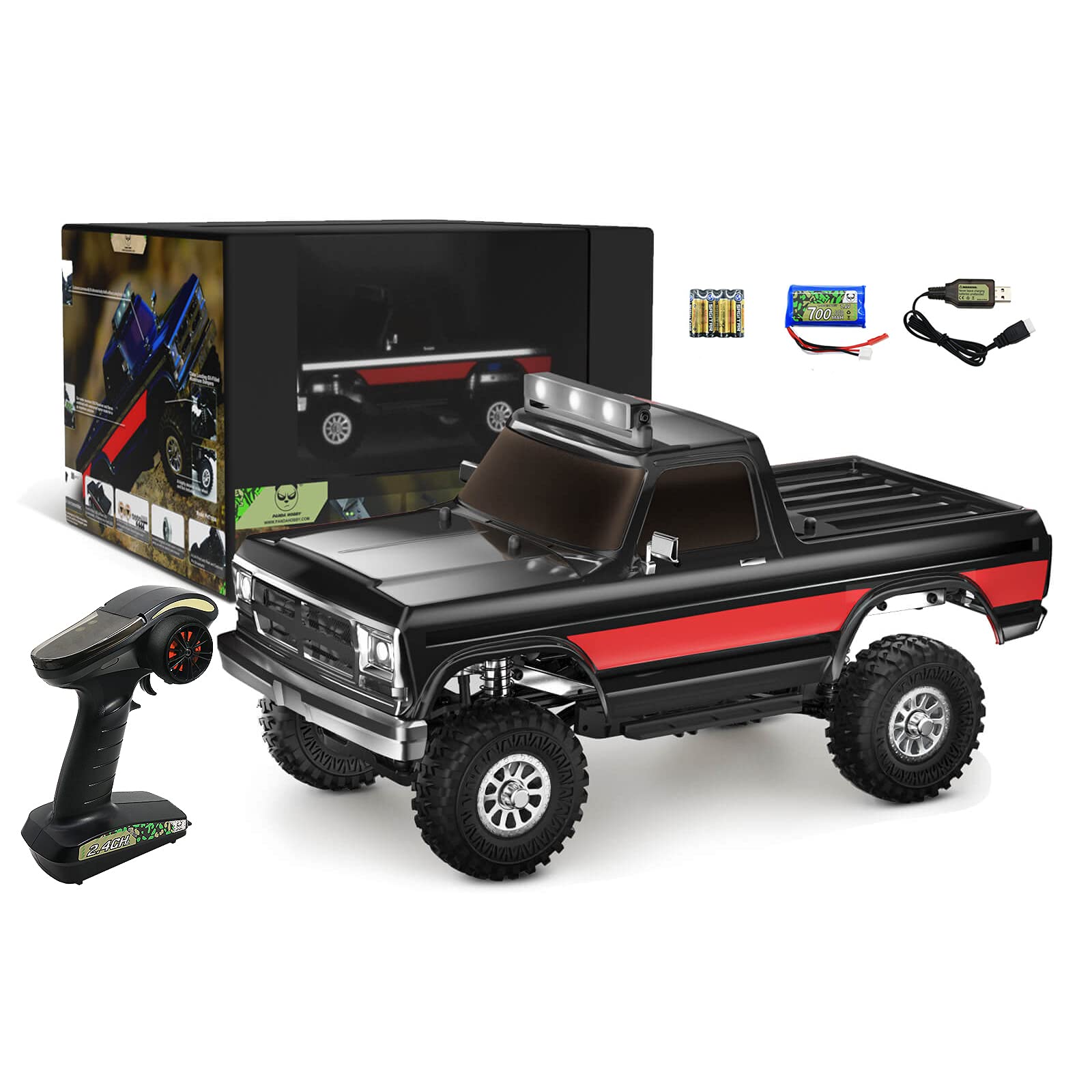 PANDA HOBBY 1/18 Tetra X2T RC Crawler,RC Rock Crawler 4x4,4WD Off Road RC Cars for Adults,RTR Remote Control Car,1:18 Scale RC Truck Cruiser Vehicle, All Terrains Waterproof Hobby RC Model Car,Black