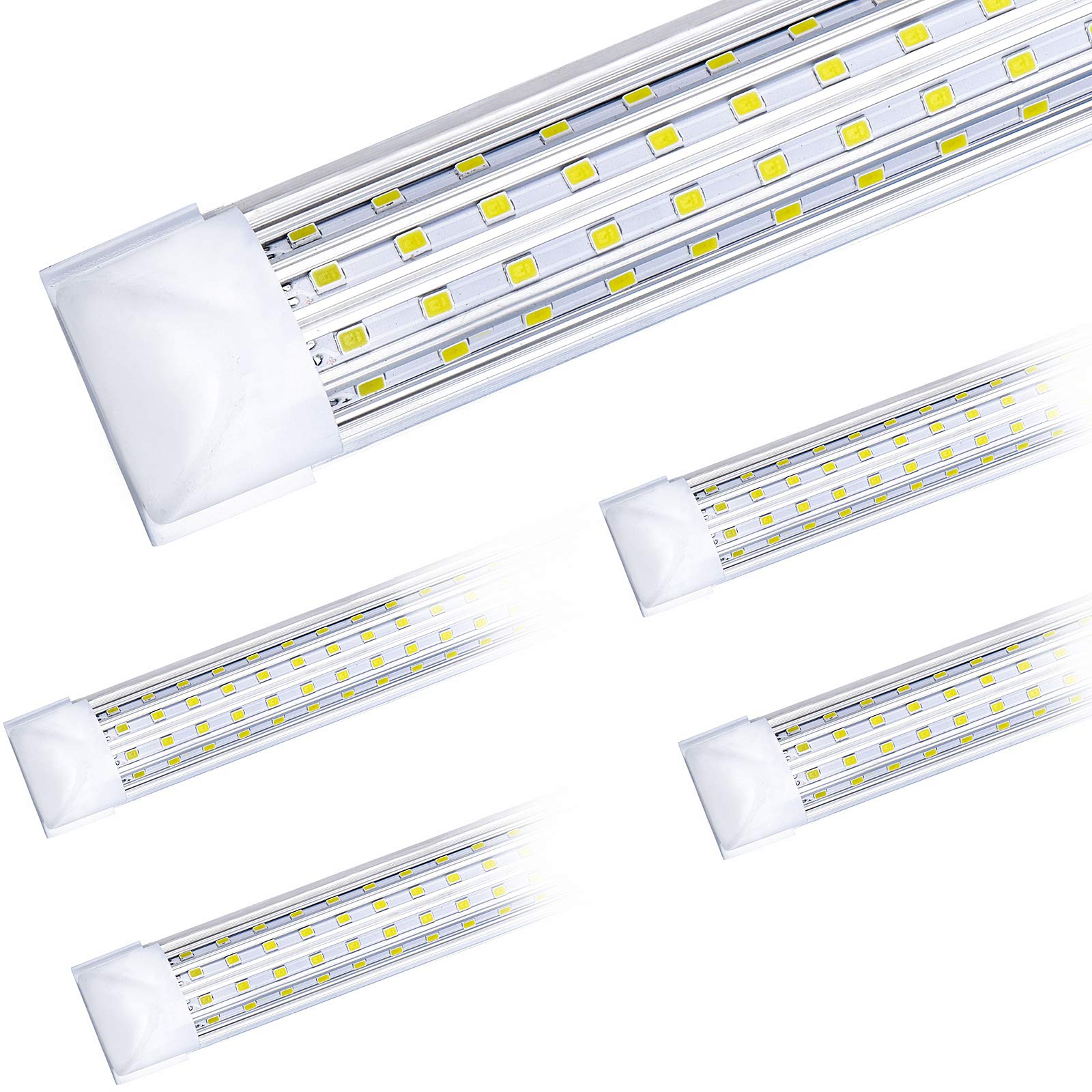 FTUBET (6- Pack) 4FT LED Shop Light, 55W 5000K Daylight White 7500LM Super Bright T8 Integrated Fixture U-Shape 4 Rows Linkable Tube Lights for Garage Warehouse Workshop Basement Plug and Play