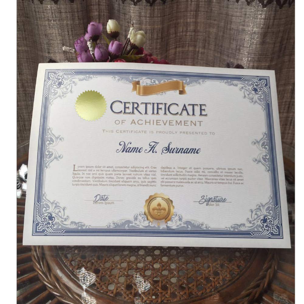 Hycodest 2" Certificate Paper Reward Stickers Embossing Labels 300 Stickers (Gold)
