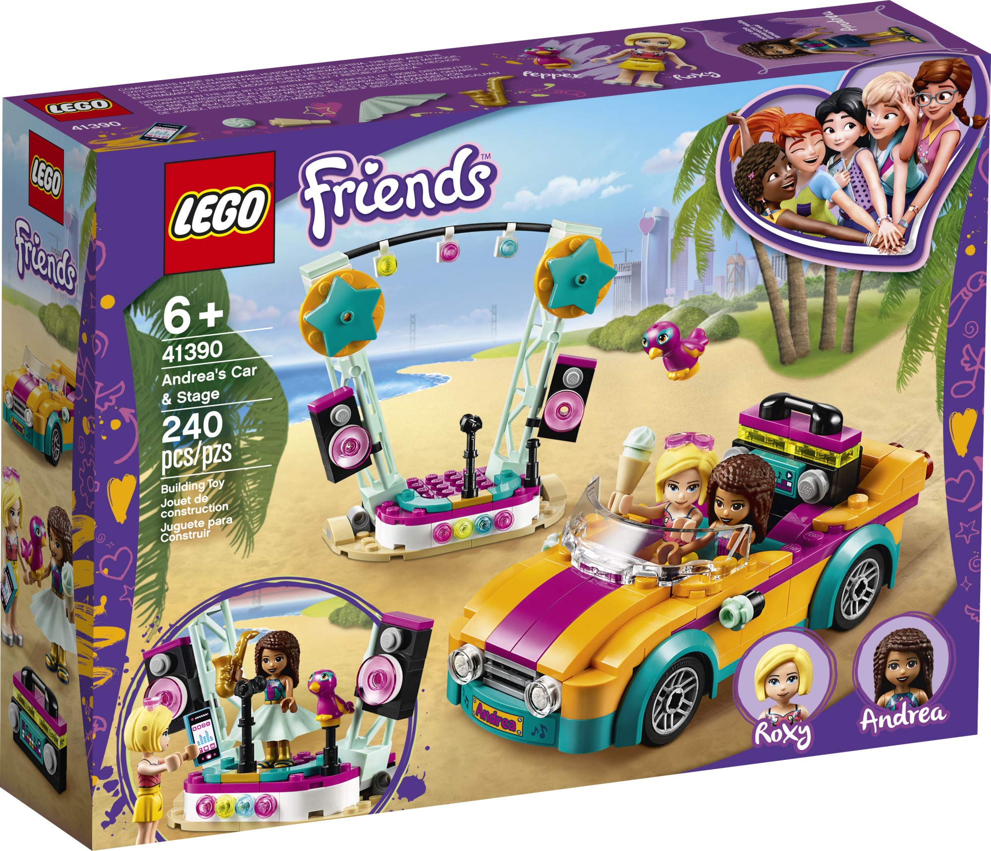 LEGO Friends Andrea’s Car & Stage Playset 41390 Building Kit, Includes a Toy Car and a Toy Bird (240 Pieces)