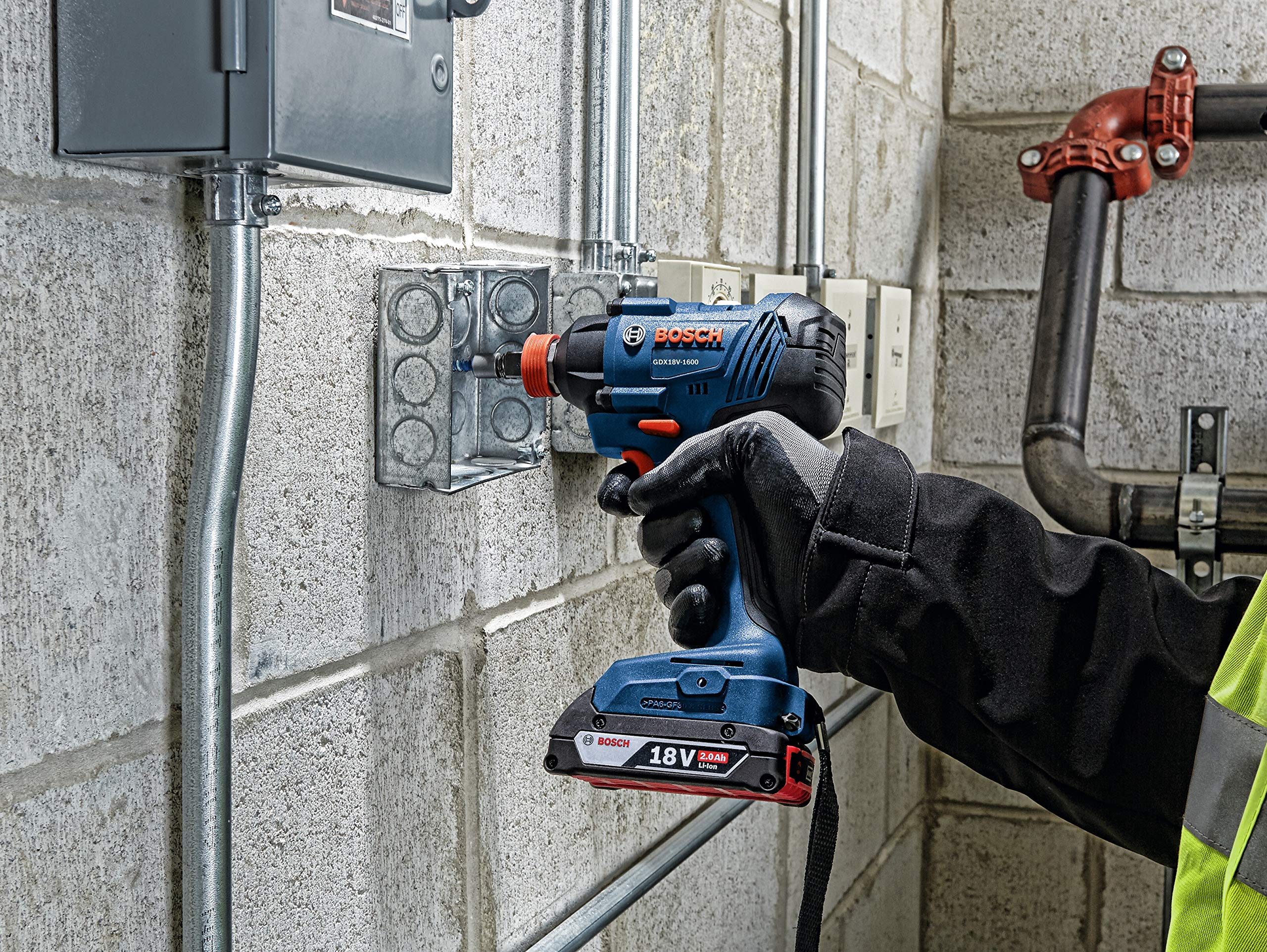 BOSCH GDX18V-1600B12 18V Freak 1/4 In. and 1/2 In. Two-In-One Bit/Socket Impact Driver KitwithBOSCH ITBHQC201 2 1/4", Impact Tough Quick Change Bit Holder