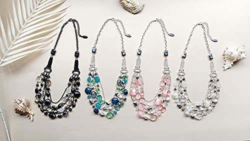 Bocar 4 PCS Newest Multi Layer Chain Crystal Colored Glaze Statement Women Strand Necklace (NK-10061-1 set)