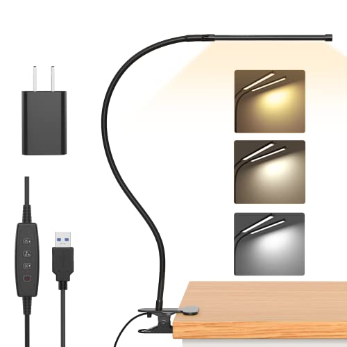 iZELL Book Light, LED Reading Light Clip On [3 Color Modes & 10 Brightness Levels] Flexible Gooseneck Book Reading Lamp for Kids Reading in Bed at Night Clip Bedside Table Headboard Dorm