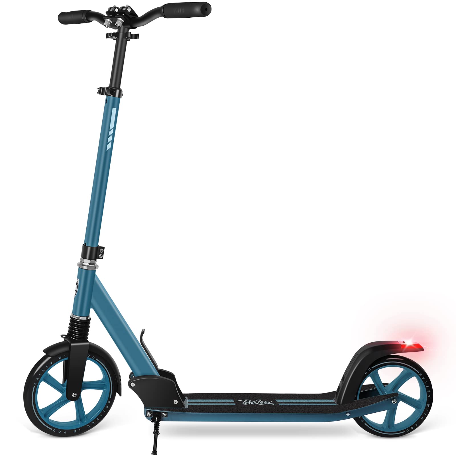 Beleev V5 Scooters for Kids 8 Years and Up, Foldable Kick Scooter 2 Wheel, Quick-Release Folding System, Shock Absorption Mechanism, Large 200mm Wheels Sports Scooters for Adults and Teens (Navy Blue)