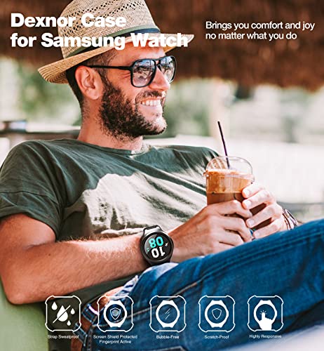 Dexnor for Galaxy Watch 4,Galaxy Watch 5 Case with Band 44mm,[Built-in Adjustable Band & Screen Protector] Rugged Military Grade Shockproof Cover with Band for Samsung Watch 4/5-44mm Women Men-Black