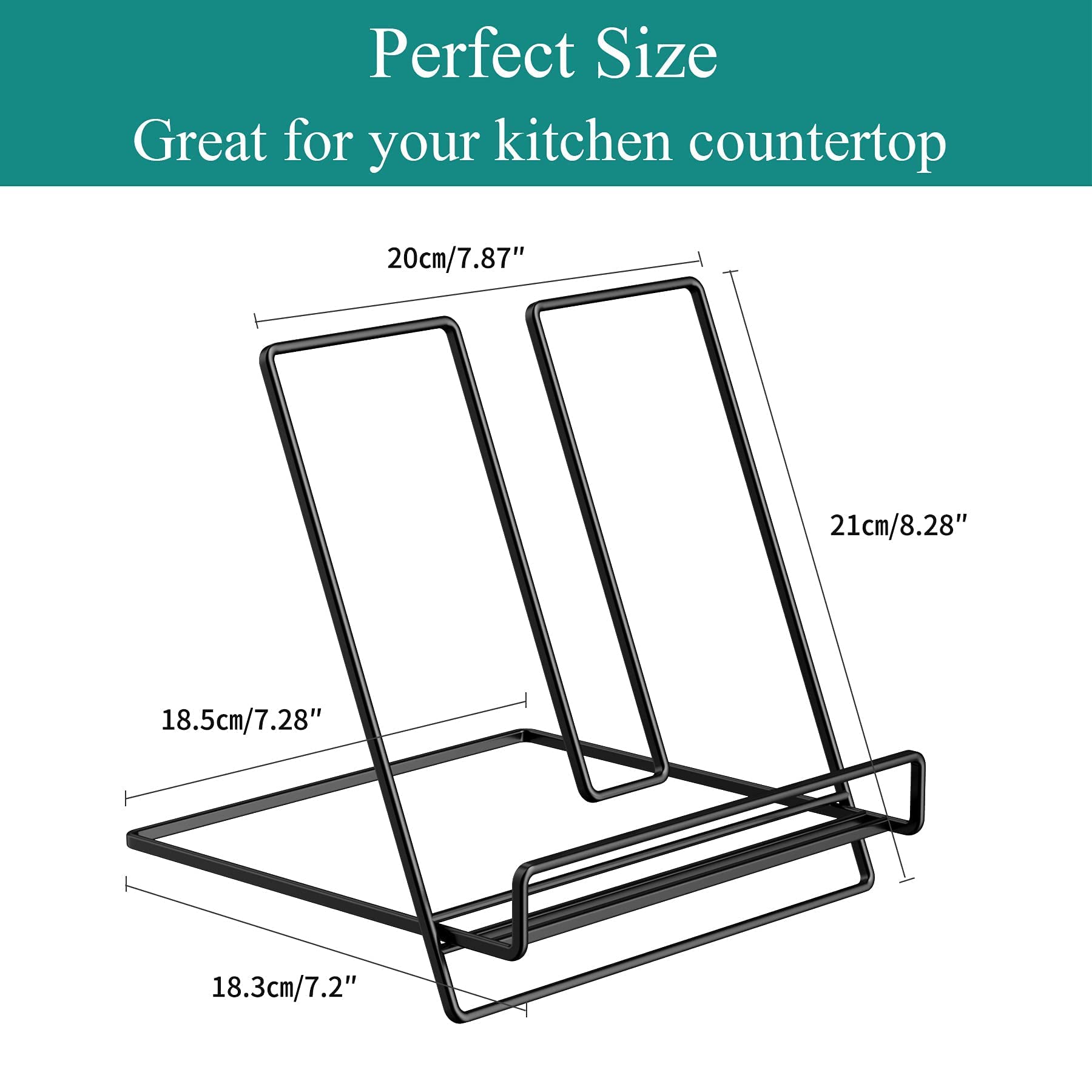 Cookbook Stand Holder for Kitchen Counter, Recipe Book Stand for Reading Hands Free(Black)