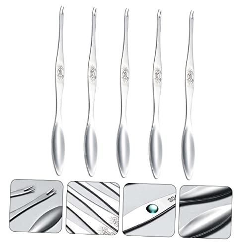 Healvian 5pcs Stainless Steel Crab Fork Tool Heavy Duty Forks Seafood Tools Lobster Eating Tools Prawns Picks Seafood Opener Tool Set Crabs Eating Tools Kit Crabs Eating Fork Silver