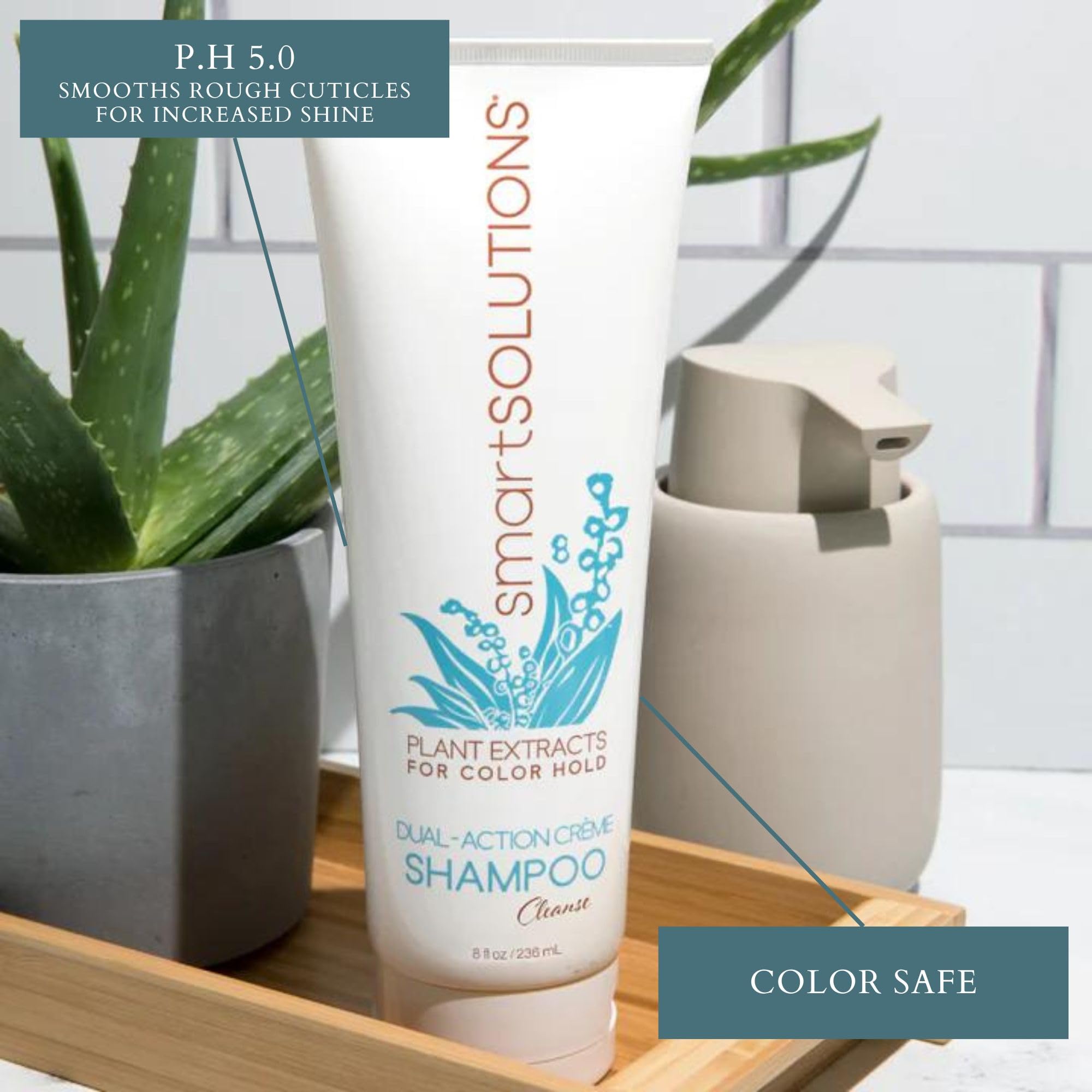 smartSOLUTIONS Dual-Action Creme Shampoo | Sulfate, Paraben & Sodium Chloride Free | Color Safe & Chemically Treated Hair Safe (12 fl oz)