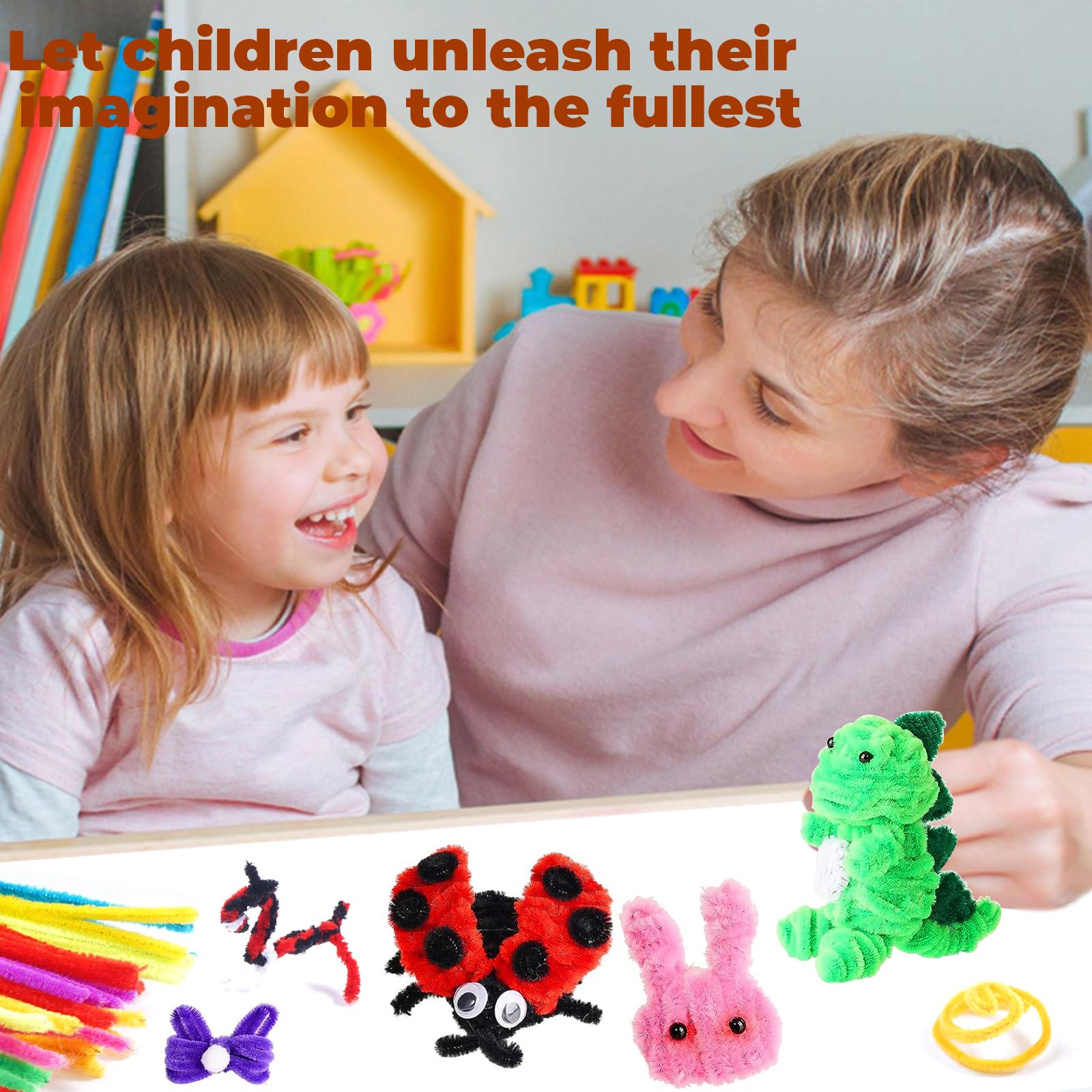 fulasiteu 200 pcs Multi-Color Pipe Cleaners and 100 pcs self-Adhesive Wiggle Eyes Sets for Crafts, Pipe Cleaners Bulk, Art and Craft Supplies, Chenille Stems, Pipe Cleaner for Crafts…