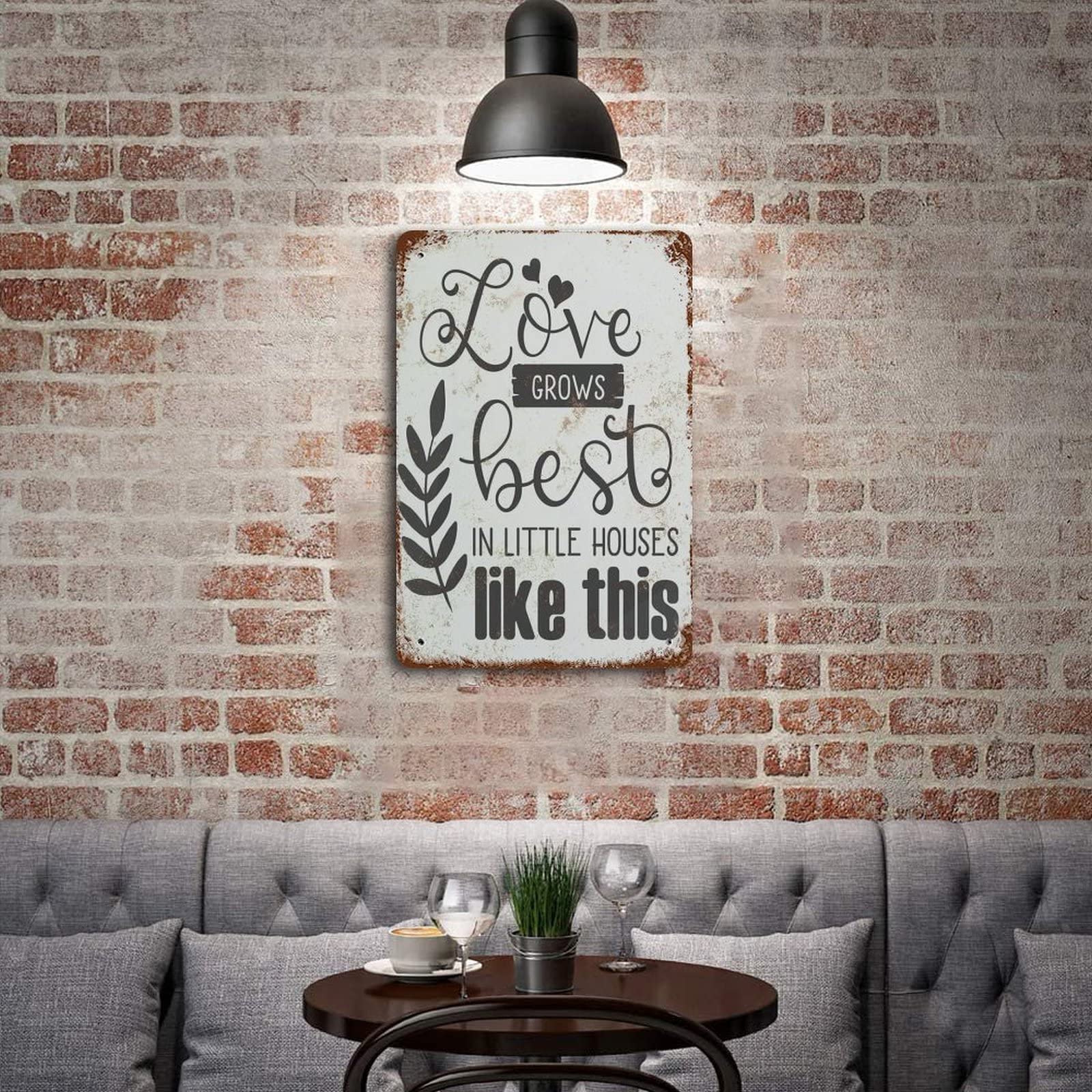 Love Grows Best in Little Houses Like This Retro Kitchen Wall Decor 12 X 8 Inches Tin Sign Wall Retro Metal Bar Pub Poster Metal 12 X 8