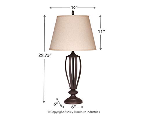 Signature Design by Ashley Mildred Modern Bronze Metal Table Lamp, 2 Count, 29.75", Almost Black