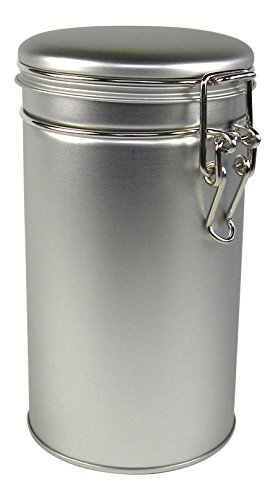 Thistle Moon 2 PC Metal Tea Coffee and Spice Tin Set β 12 Ounce Airtight Round Cannisters with Latch Lids β 6.5β x 3.6β Containers for Tea, Herbs, or Seasoning Storage