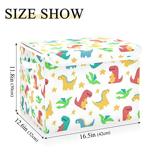 Dinosaurs Storage Bins with Lids for Organizing Lidded Home Storage Bins with Handles Oxford Cloth Storage Cube Box for Room