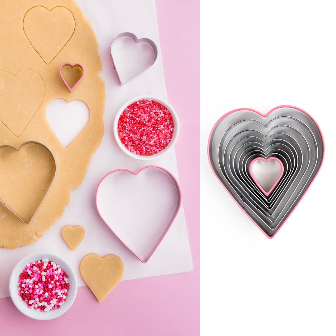 Cookie Cutter Kingdom, Easter Cookie Cutters, Spring Cookie Cutters Shape, Mold for Cakes Biscuits and Sandwiches (Easter) (Heart 9 Pack)