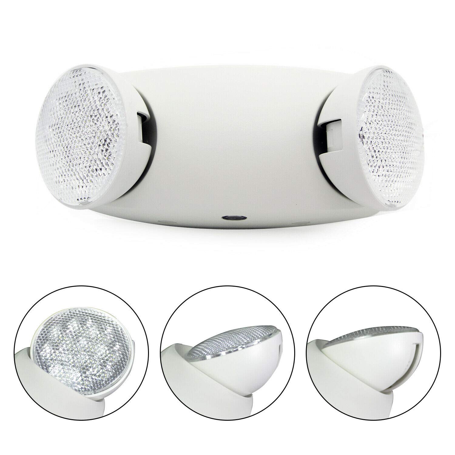 OSTEK 4 Pack LED Emergency Exit Lighting Fixtures with Two Heads, US Standard Adjustable Integrated LED Emergency Light with Battery Backup, UL 924 Qualified (4 Pack)
