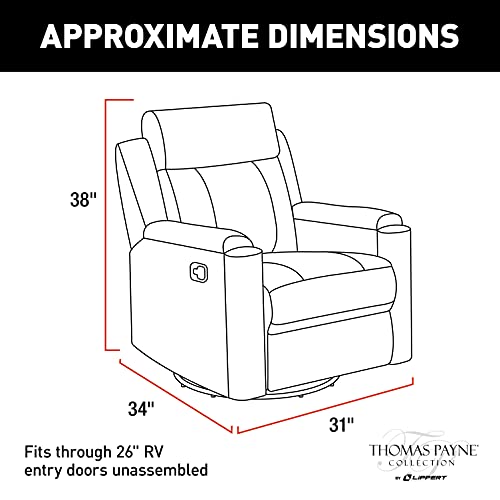 THOMAS PAYNE® RV Swivel Glide Recliner - Millbrae – Luxurious, Comfortable RV Recliner – Easy-to-Clean PolyHyde® Vinyl Fabric – High-Density Foam Interior for Extra Comfort – 2020129853