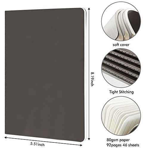 feela 16 Pack Soft Cover Journal Bulk, Lined Notebooks College Ruled for Work for Women Girl Writing, Blank Travel Journal Note Taking Notebook School Business Supplies, 8.2β x 5.5β, A5, Gray