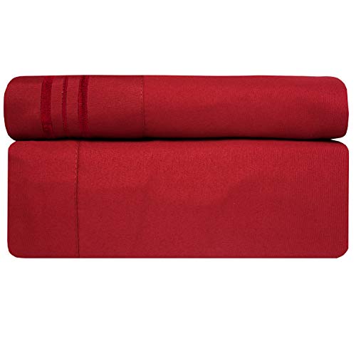 Queen Size Bed Sheets - Breathable Luxury Sheets with Full Elastic & Secure Corner Straps Built In - 1800 Supreme Collection Extra Soft Deep Pocket Bedding Set, Sheet Set, Queen, Red