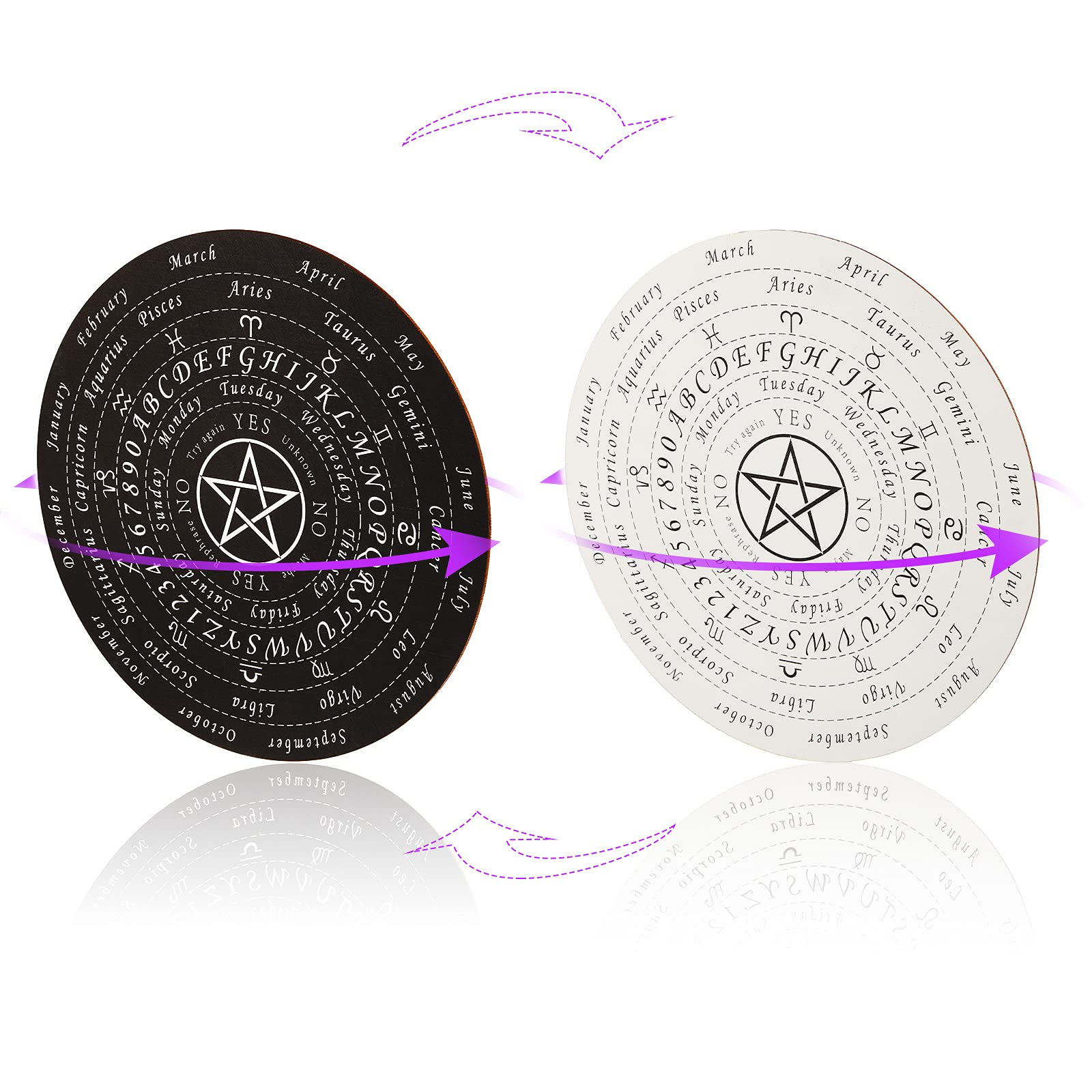 Star Pendulum Board Wooden Dowsing Board Set Include Crystal Dowsing Pendulum Necklace, 8 Chakra Stones, Round Pendulum Board Dowsing Divination Metaphysical Message Board for Witchcraft Supplies