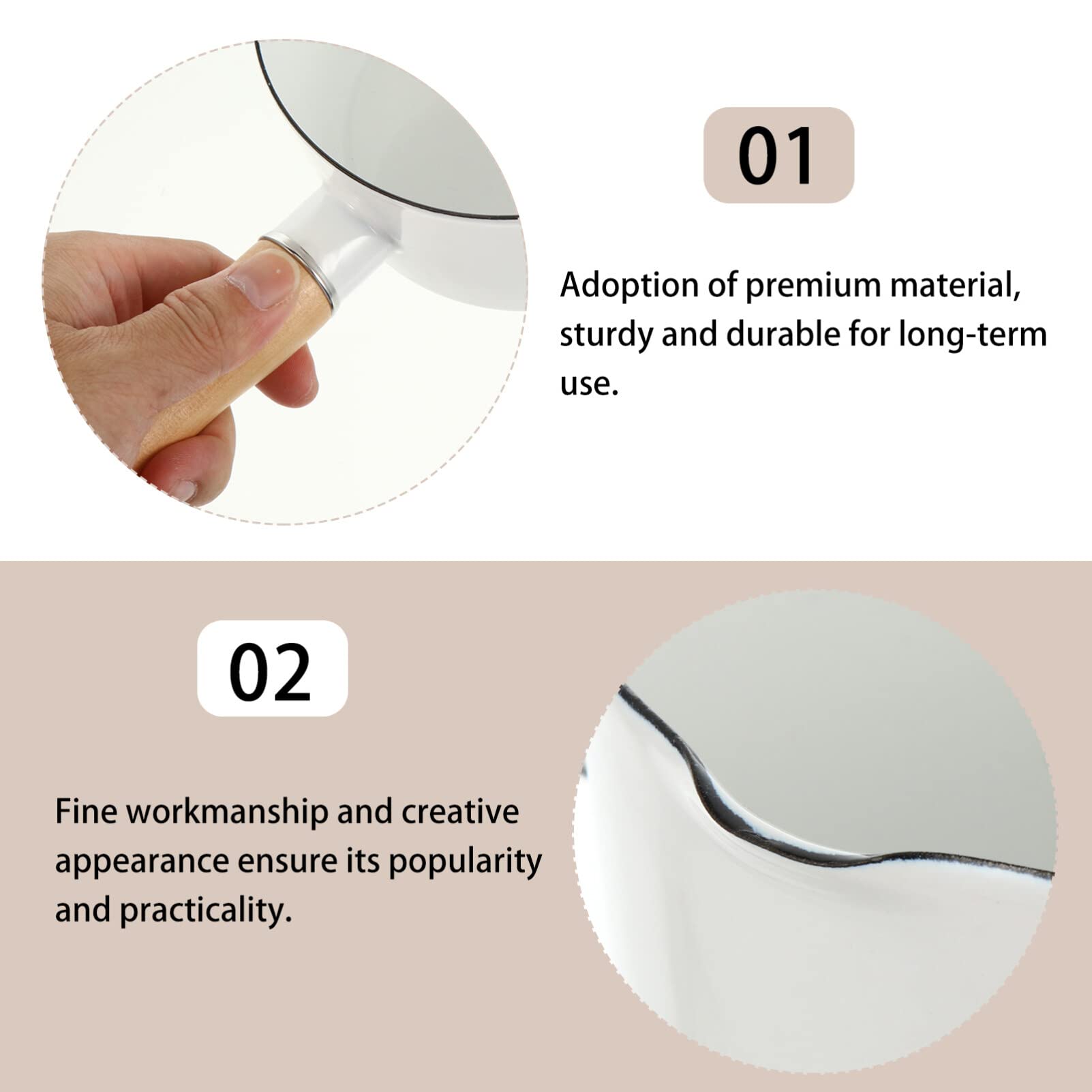 Cabilock Sauce Pan Ceramic Saucepan Small Milk Pot Enamel Butter Warmer Soup Milk Boiling Melting Pot with Wood Handle for Milk Melting Chocolate Candy Candle Making Milk Pan Coffee Warmer