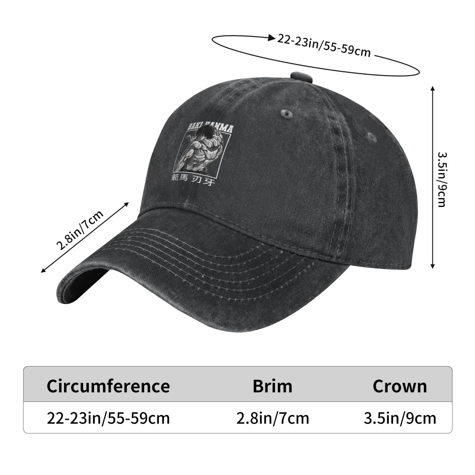 Baki The Grappler Hats for Men Retro Fashion Sports Denim Cap Hip Hop Hat Unisex Adjustable Trucker Dad Baseball Caps