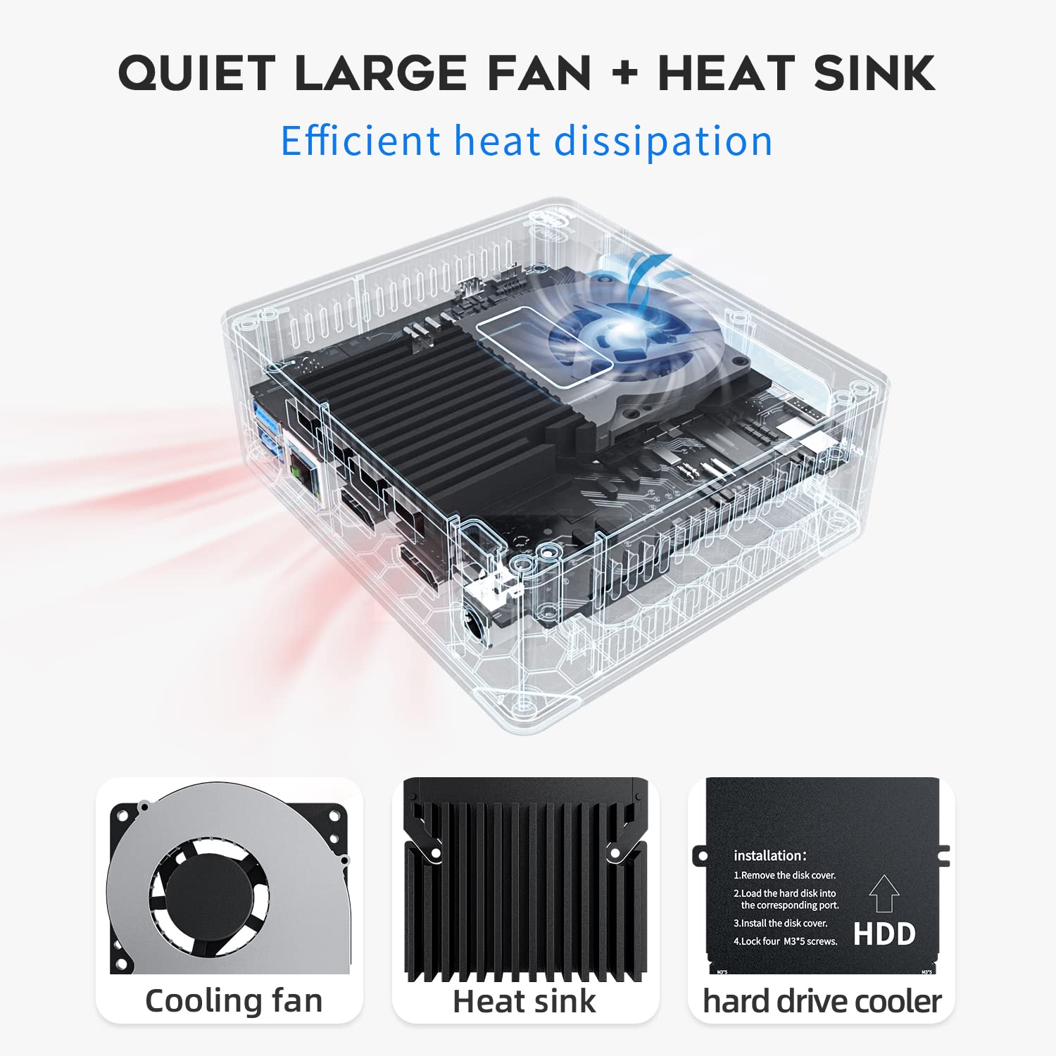 Beelink Dual 2.5GbE Network- Triple 4K Displays- 16GB DDR5 Mini PC, Intel 12th Core i3 N100 EQ13 Support AV1 deconding, 500GB PCIex1 SSD, WIFI6, BT5.2, Office, Openwrt Mini Computers