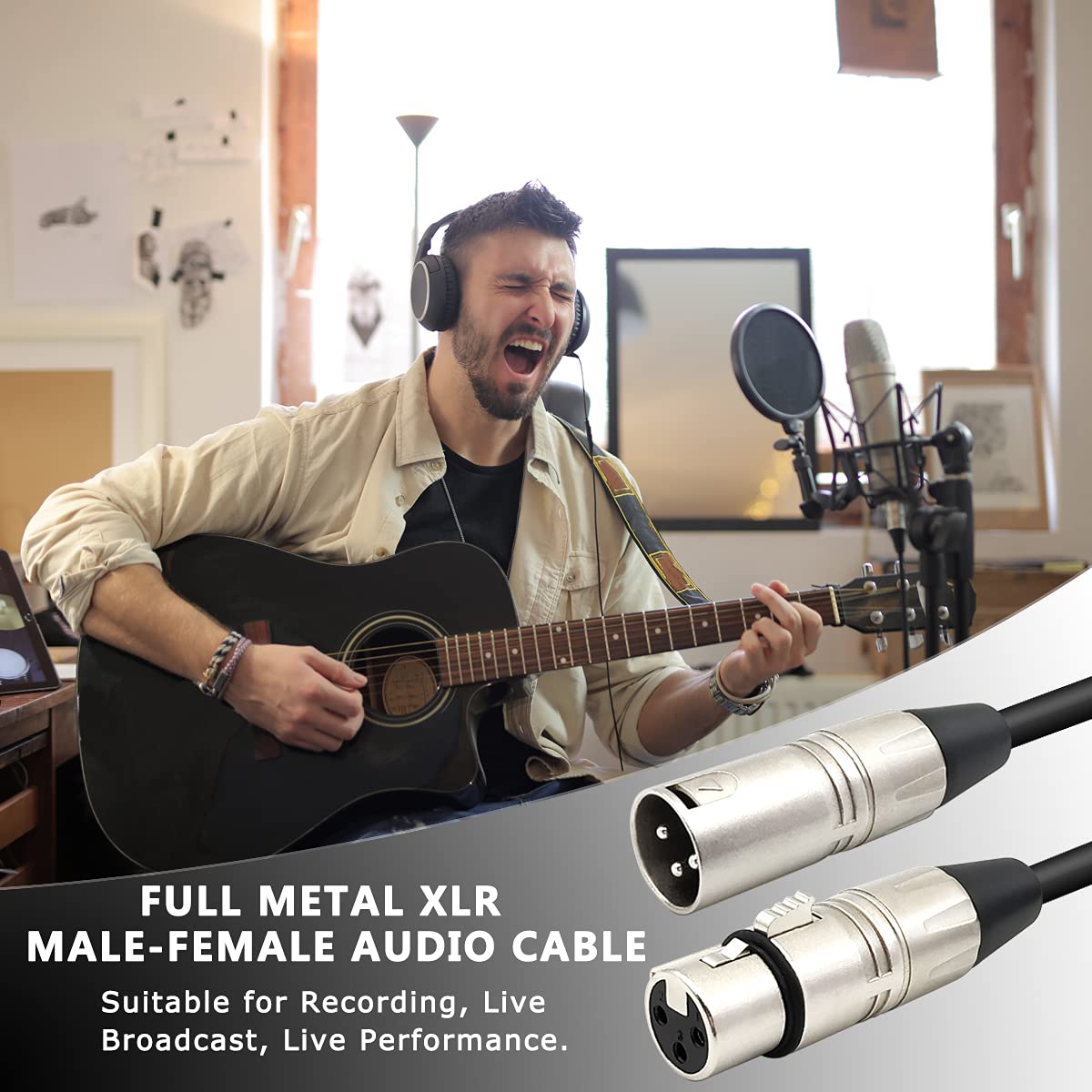 TECKOON XLR Male to Female Microphone Cable, Balanced Mic Patch Cord for Microphones, Mixers, Speakers, DMX Lighting, Studio and Live Applications- 6feet, 2pack