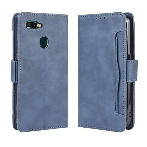 Snow Color COBYU020797 Case for Oppo A5S/A7 Leather Flip Case for Bumper Protective Magnetic Card Slot for Oppo A5S (AX5S) / A7 (AX7) - Blue