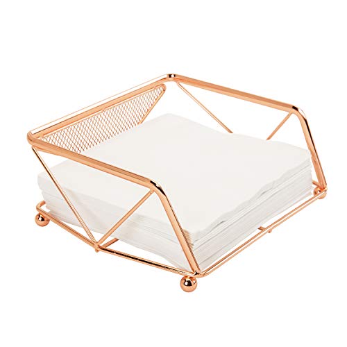 Kitchen Details Geode Free Standing Napkin Holder | Dimensions: 8. 25"x 7"x 3. 25" | Geometric Design | Freestanding | Rust Resistant | Kitchen Accessories | Chrome, Medium, Copper