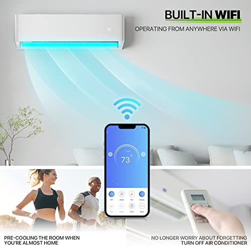 Magshion 18,000 BTU Mini Split Air Conditioner, Wall Mounted 208/230V AC with Heat Pump & Washable Filter & Installation Kits, 21.5 SEER2 - Cools Rooms up to 1000 Sq. Ft