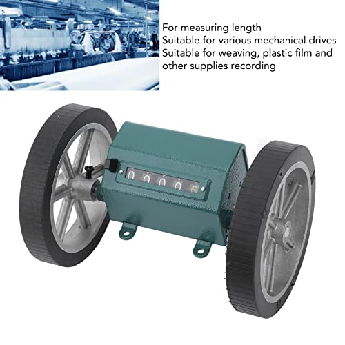 Demeras Meter Counter, Simple Mechanism 5 Digit Stainless Steel Rubber Alloy Length Counter Robust for Fabric Manufacture for Plastic Film