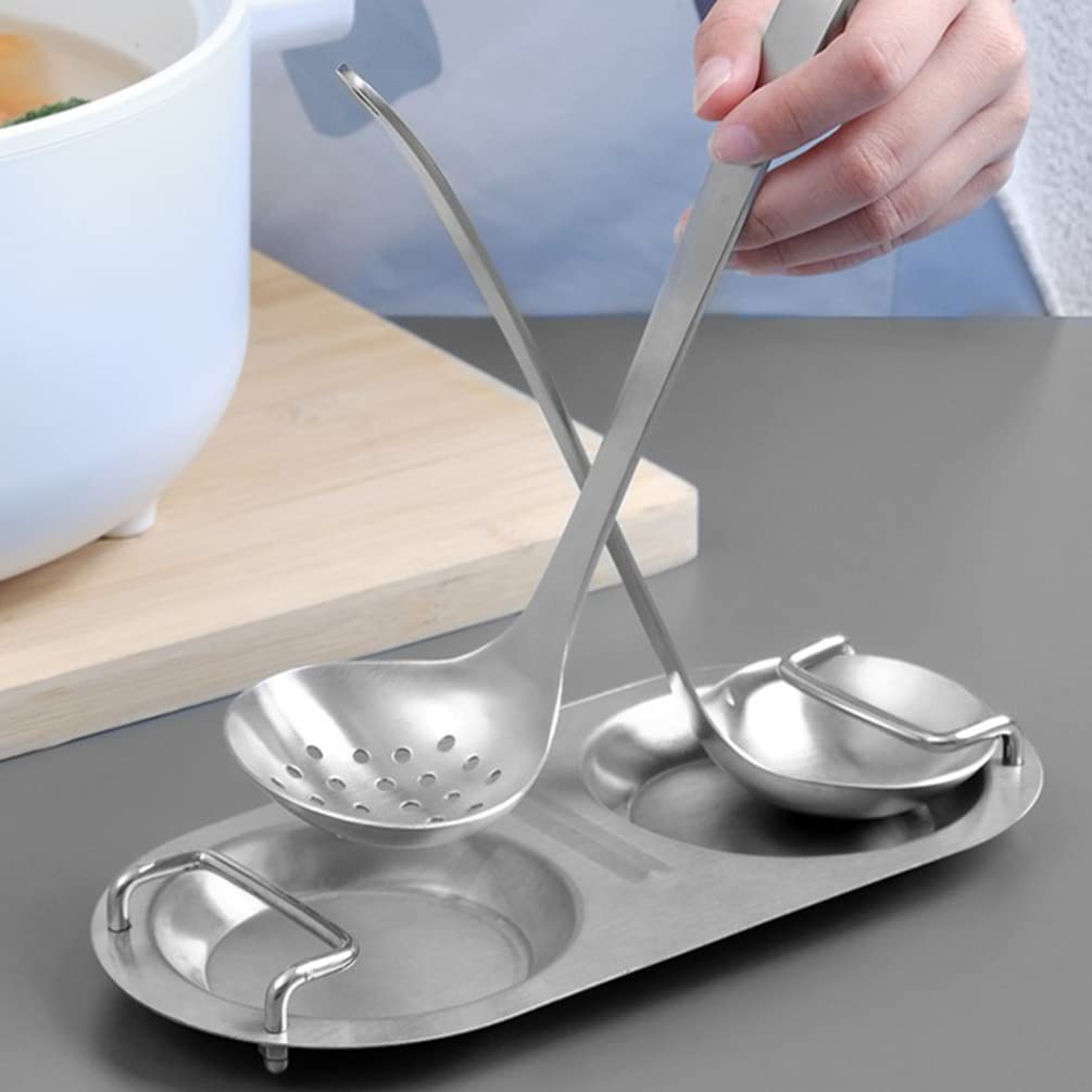 Cabilock Stainless Steel Spoon Rack Ladle Rest Chopsticks Pillow Pot Spoon Holder Cutlery Stand Pan Lid Holder Gold Spoon Rest Utensils Rest Utensil Holder Household Cutlery Rack