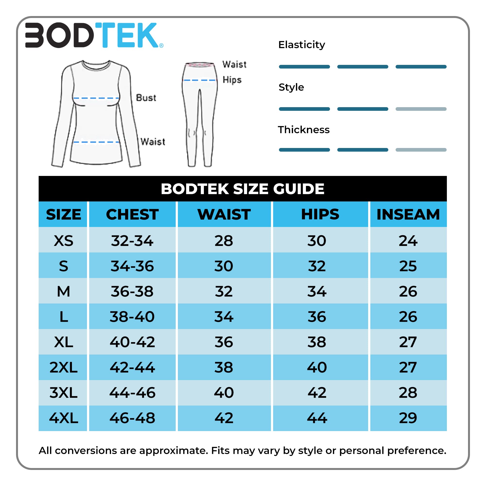 Bodtek Thermal Underwear for Women Cold Weather Set Premium Long Underwear Base Layer Fleece Lined Shirt and Pant (Black, Medium)