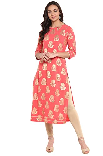Janasya Indian Women's Tunic Tops Crepe Kurti for Women(JNE3261-KR-L)