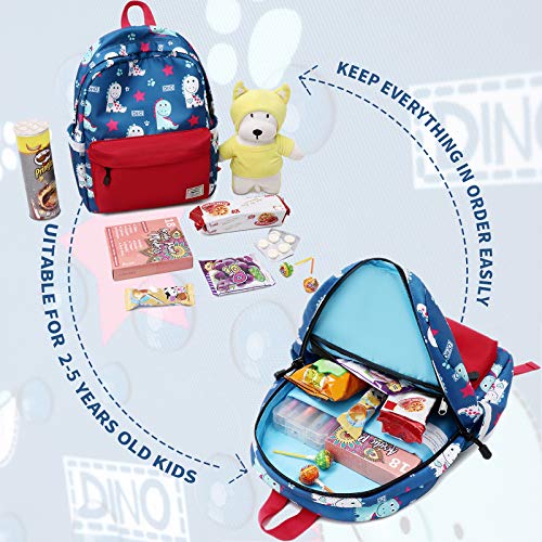 Mairle Little Kids Backpack Preschool Kindergarten School Bag for Boys and Girls with Chest Strap, Glider Print, White/Light Blue