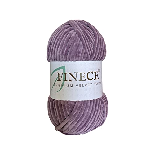 FINECE Soft Velvet Yarn Chenille Yarn for Crocheting Baby Blanket Yarn for Knitting 100 gr (132 yds) Fancy Yarn for Crochet Weaving Craft Amigurumi Yarn (1 Skein, 2180 - Purple)