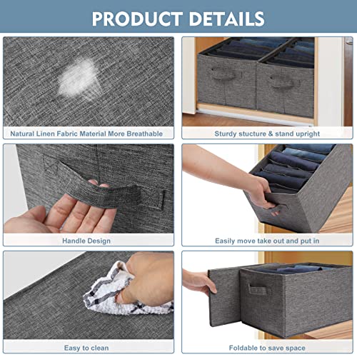 Mayniu Wardrobe Clothes Organizer for Folded Clothes, Closet Organizers and Storage with 7 Large Grids for Jeans, Sweater, Pants, T-shirt, Thin Coat, Dress, Foldable and Stackable (2 Pack)